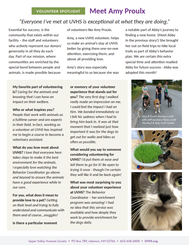 Newsletters – Upper Valley Humane Society