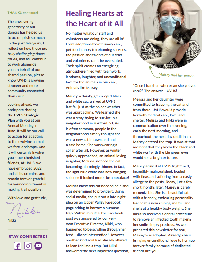 Newsletters – Upper Valley Humane Society