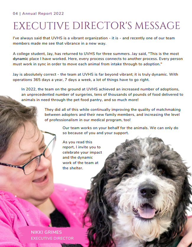 Upper Valley Humane Society Annual Reports