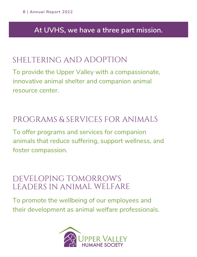 Upper Valley Humane Society Annual Reports