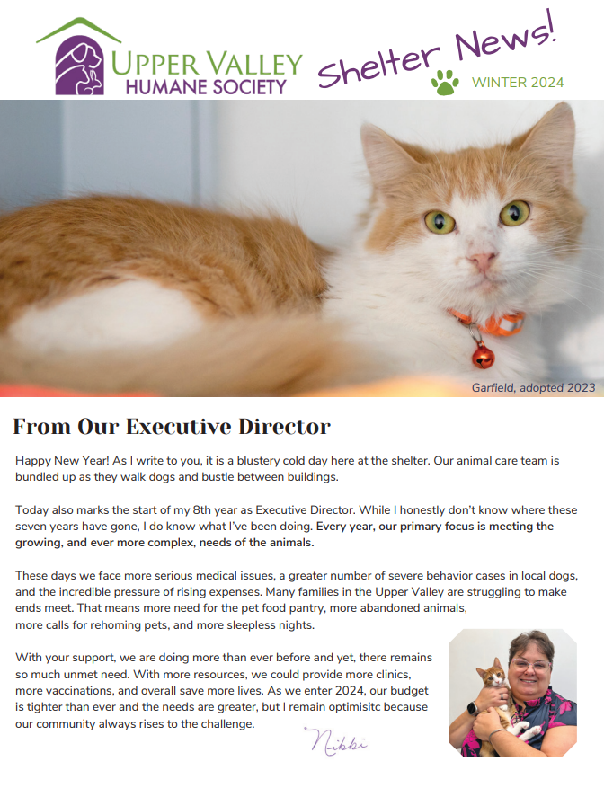 Newsletters – Upper Valley Humane Society