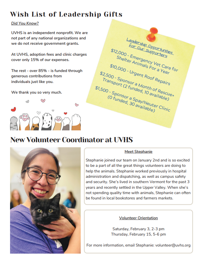 Newsletters – Upper Valley Humane Society